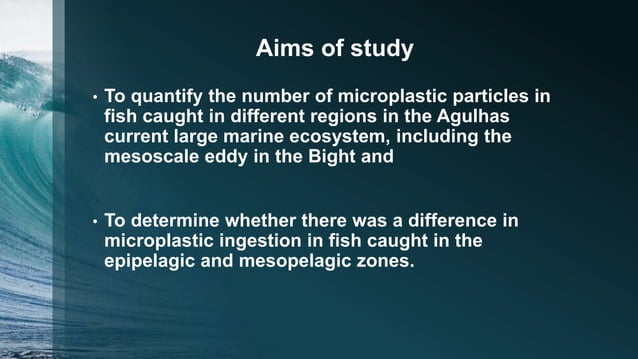 Microplastics in fish from the KZN Bight | PPTX | Geography | Science