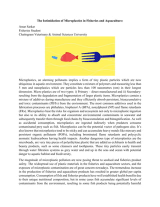 Microplastics and Fisheries | PDF