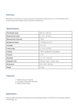 Microplate_Luminometer laboratory equipments | PDF