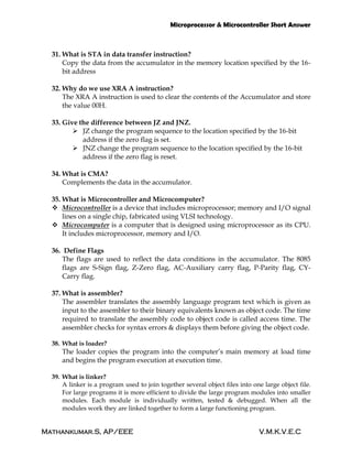 Microprocessor & Microcontoller short questions with answers | PDF