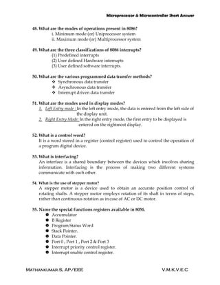 Microprocessor & Microcontoller short questions with answers | PDF
