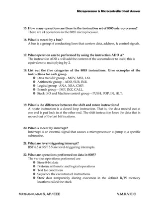Microprocessor & Microcontoller short questions with answers | PDF