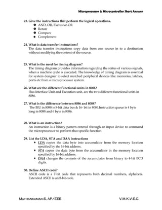 Microprocessor & Microcontoller short questions with answers | PDF