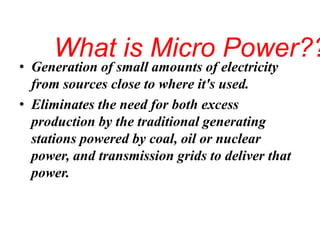 Micro Power Stations | PPTX