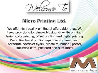 Micro Printing Ltd, facilitates affordable digital and offset printing ...