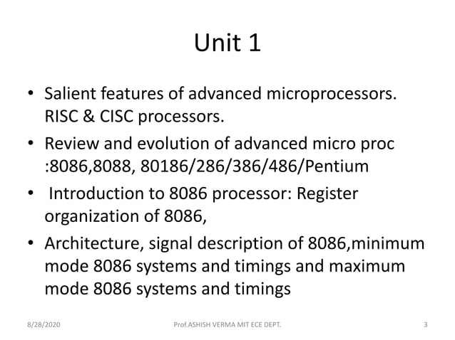 Microprocessor 8086 Cover Unit I | PPT