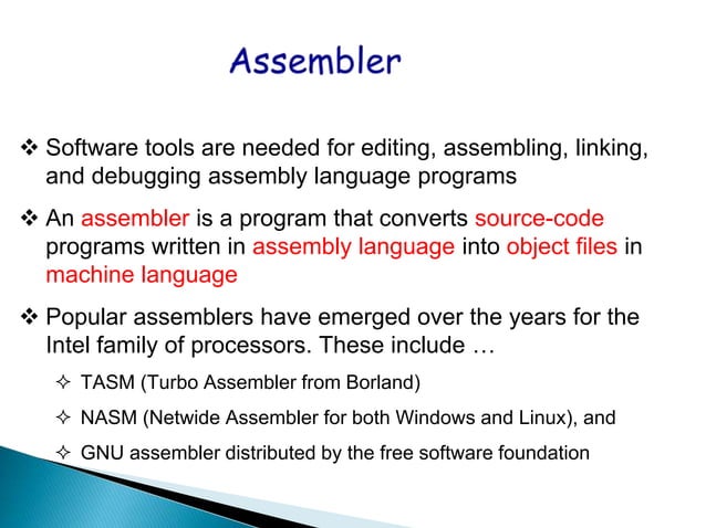Assembly Language | PPTX | Programming Languages | Computing