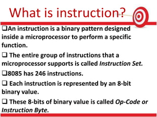 instructions of 8085 Microprocessor | PPTX