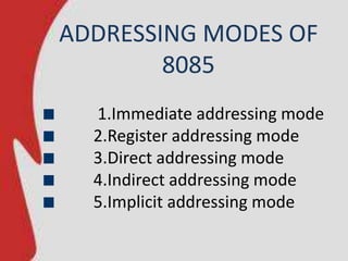 instructions of 8085 Microprocessor | PPTX