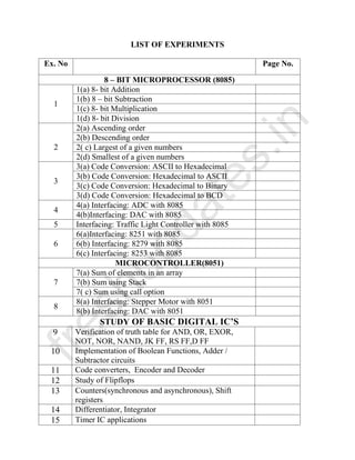 Microprocessor and Microcontroller Lab Manual! | PDF