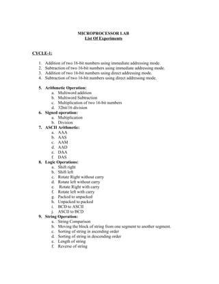 Microprocessor lab | PDF