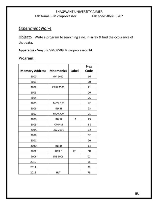 MICROPROCESSOR-LAB-VI-SEM.pdf | Operating Systems | Computer Software ...