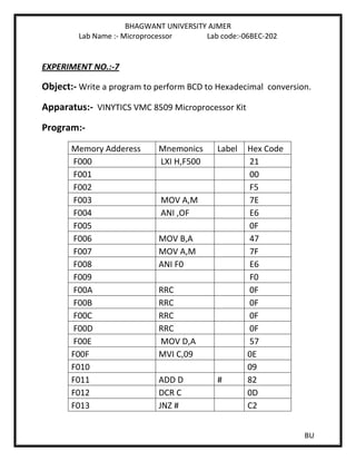 MICROPROCESSOR-LAB-VI-SEM.pdf | Operating Systems | Computer Software and Applications