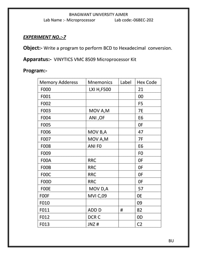 MICROPROCESSOR-LAB-VI-SEM.pdf | Operating Systems | Computer Software and Applications