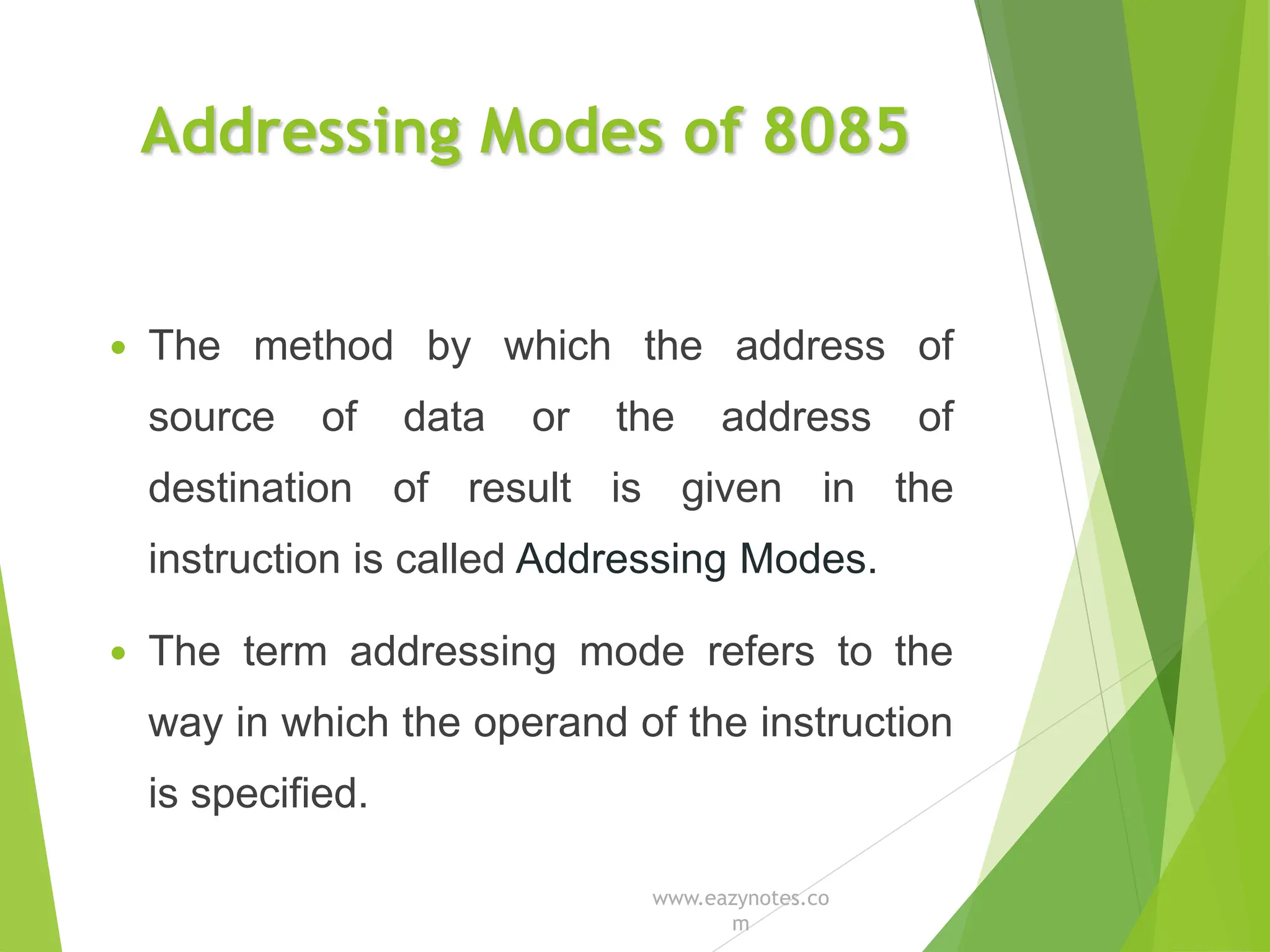 Microprocessor - unit 2-Addressing Modes of 8085 | PPT