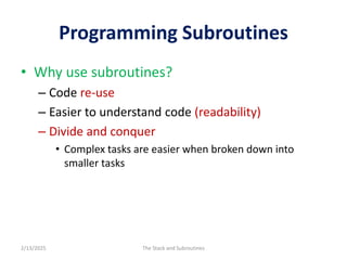 lecture on Microprocessor: Stack and subroutine | PDF