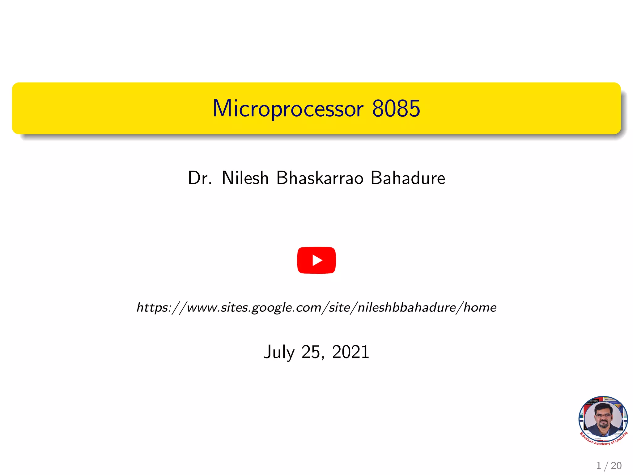 Microprocessor 8085 Basics | PPT