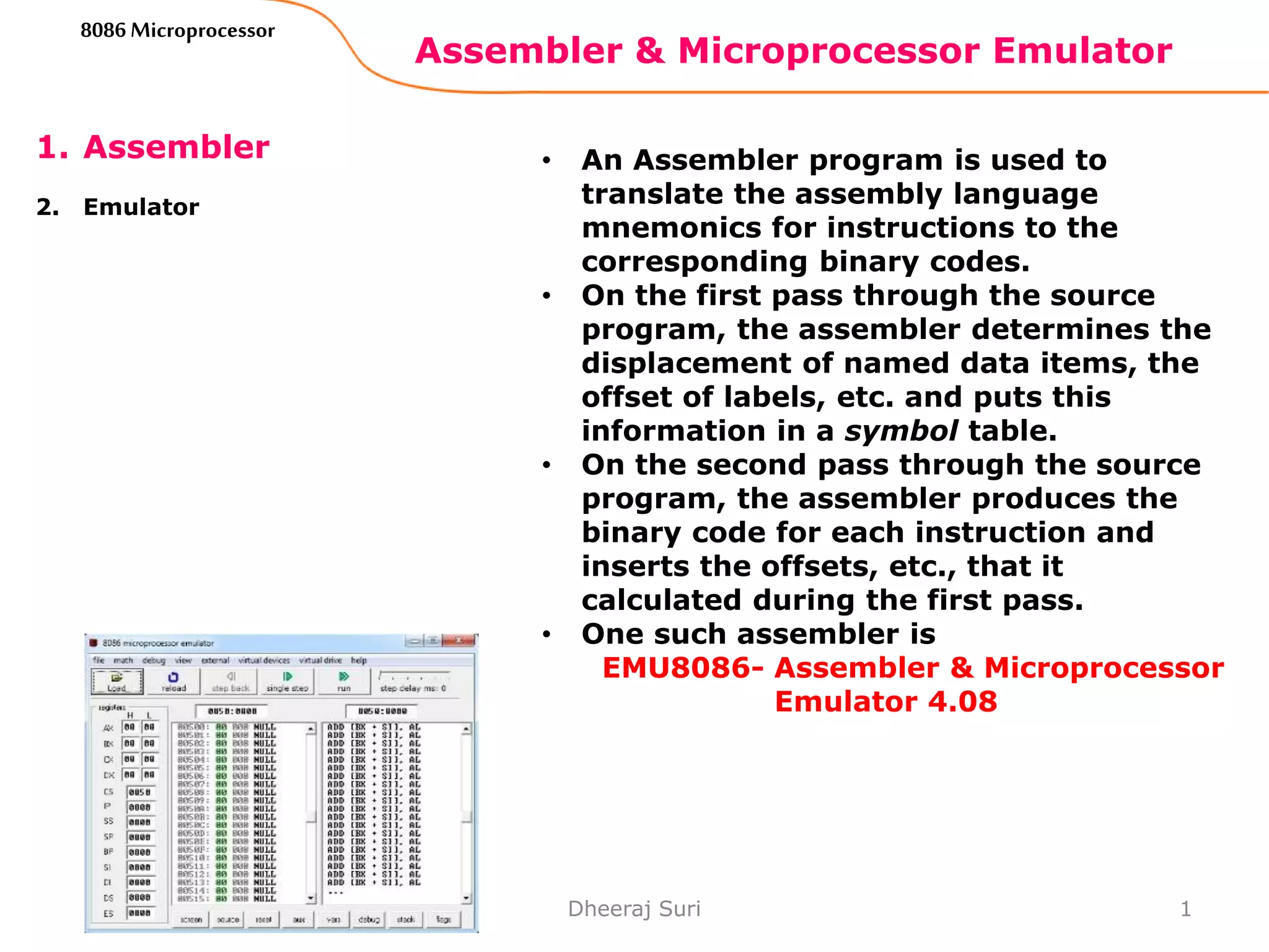 Microprocessor 8086 instruction description | PPTX | Operating Systems | Computer Software and ...
