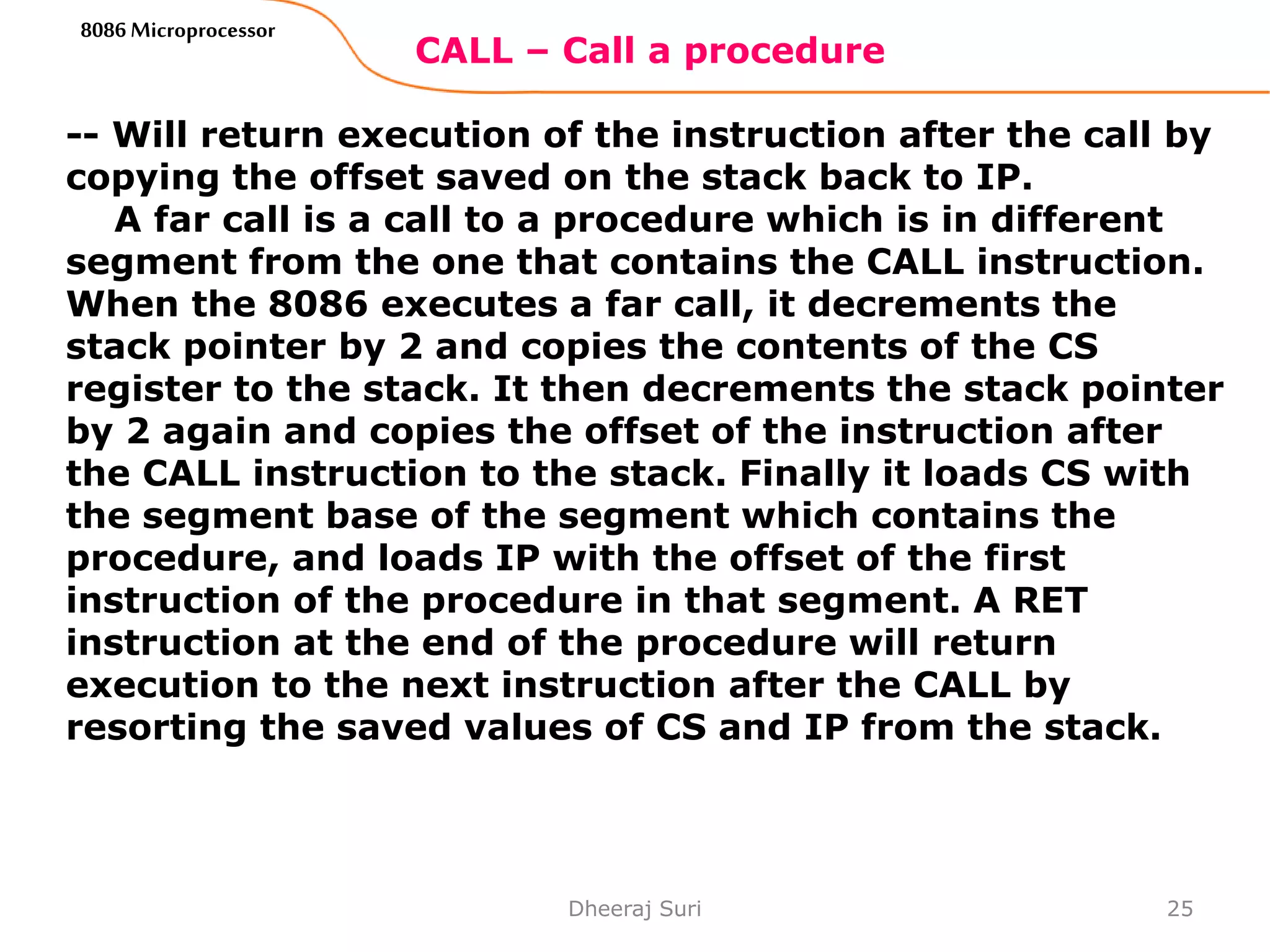 Microprocessor 8086 instruction description | PPT