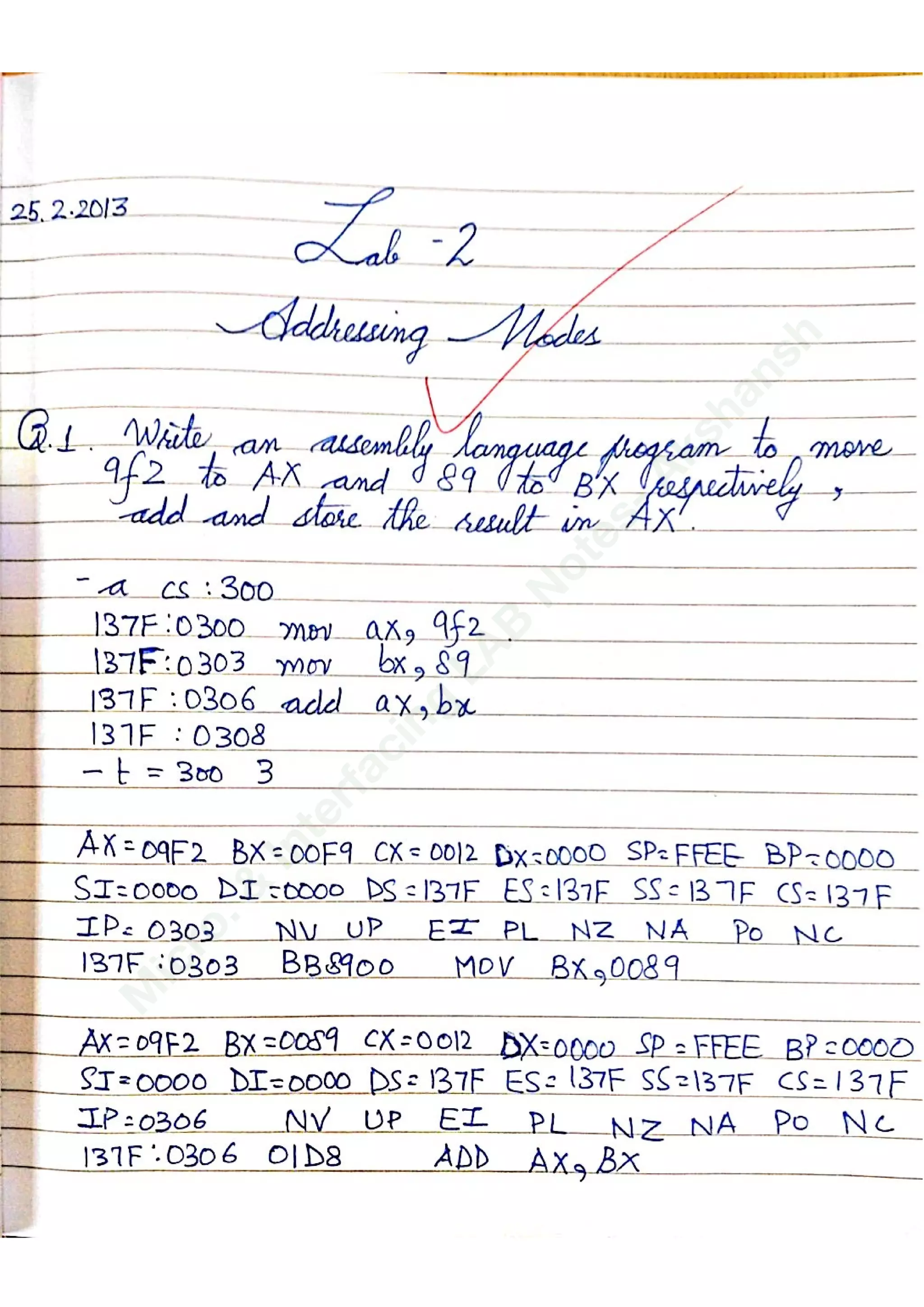 Microprocessor and Interfacing Lab Notes - Akshansh | PDF