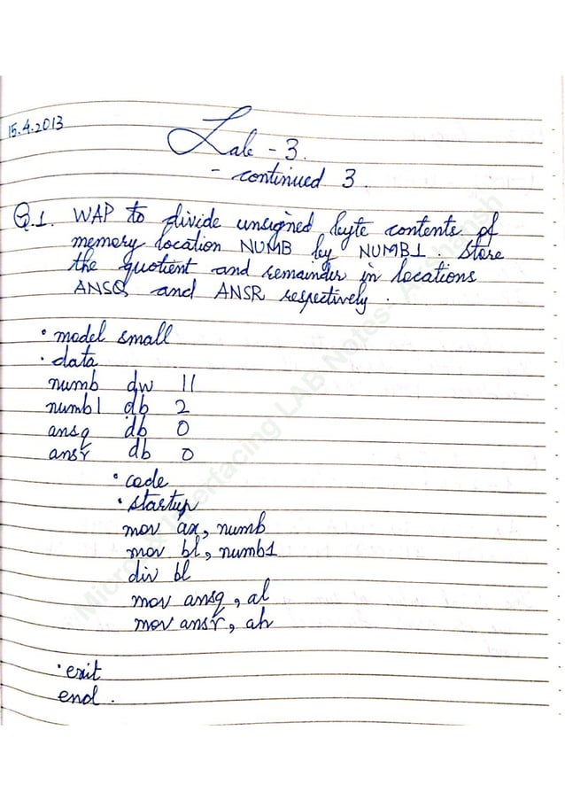 Microprocessor and Interfacing Lab Notes - Akshansh | PDF