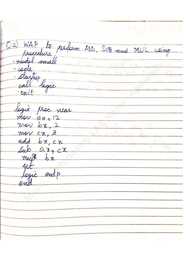 Microprocessor and Interfacing Lab Notes - Akshansh | PDF Microprocessor and Interfacing Lab Notes - Akshansh | PDF