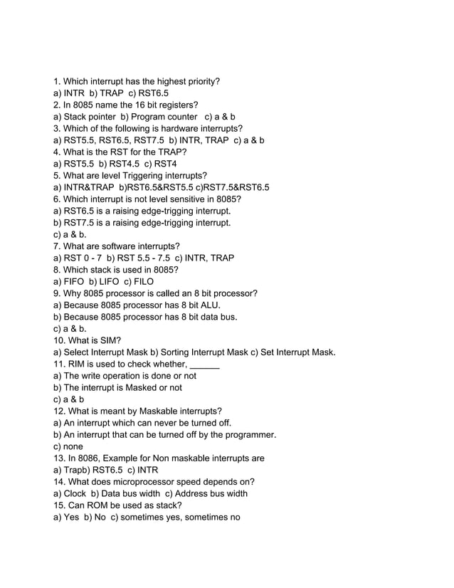 Microprocess Microconroller mcq 1000+ | PDF