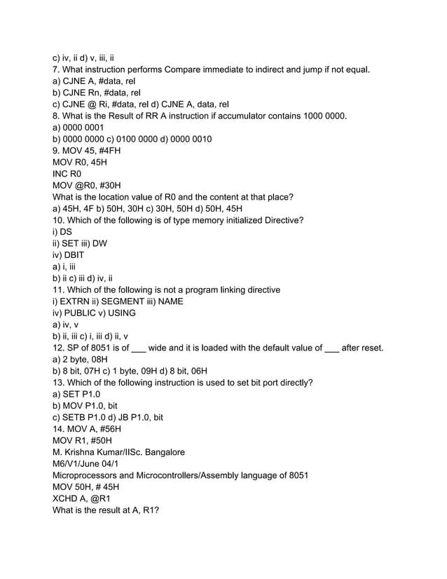 Microprocess Microconroller mcq 1000+ | PDF
