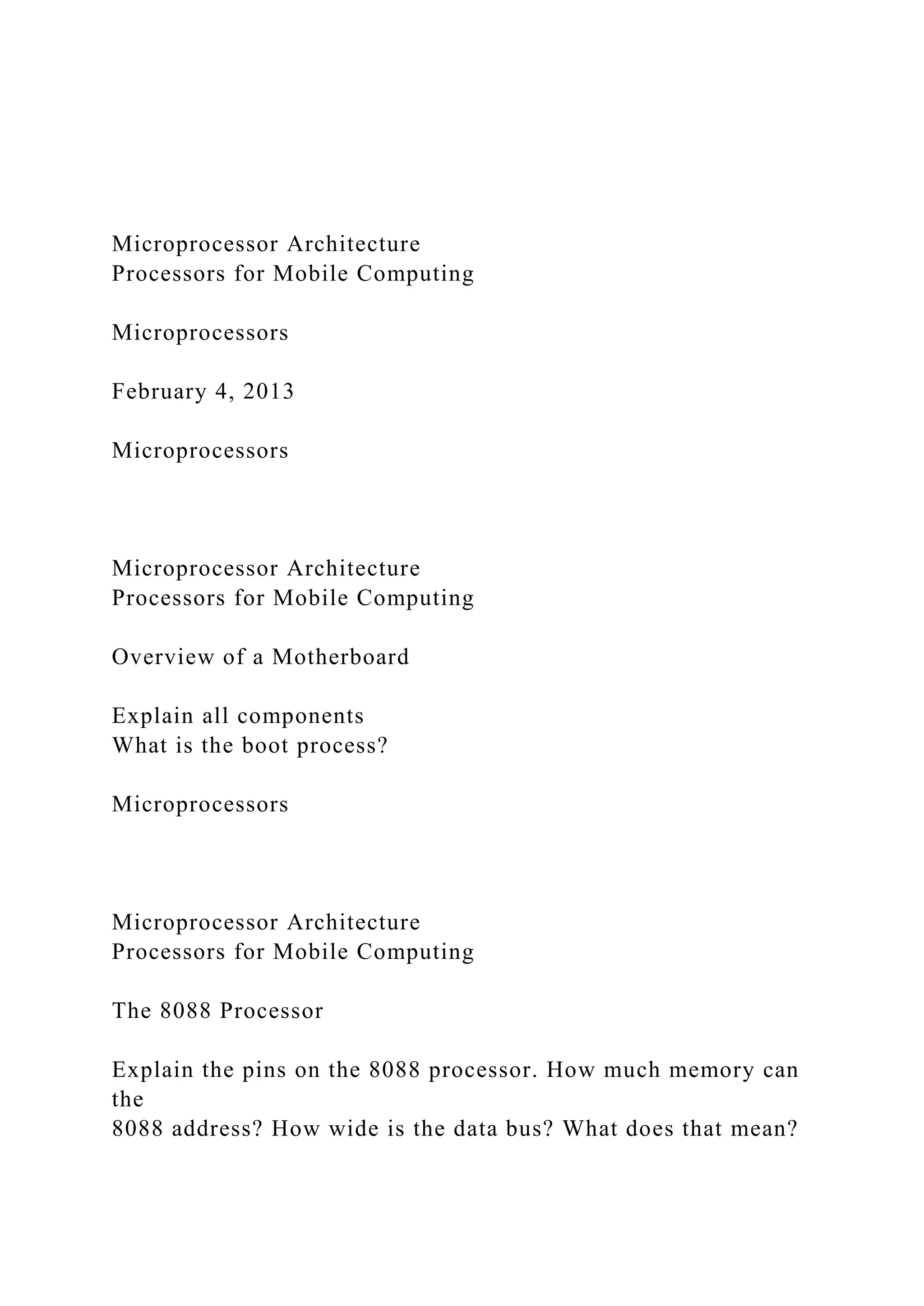 Microprocessor Architectureprocessors For Mobile Computingdocx