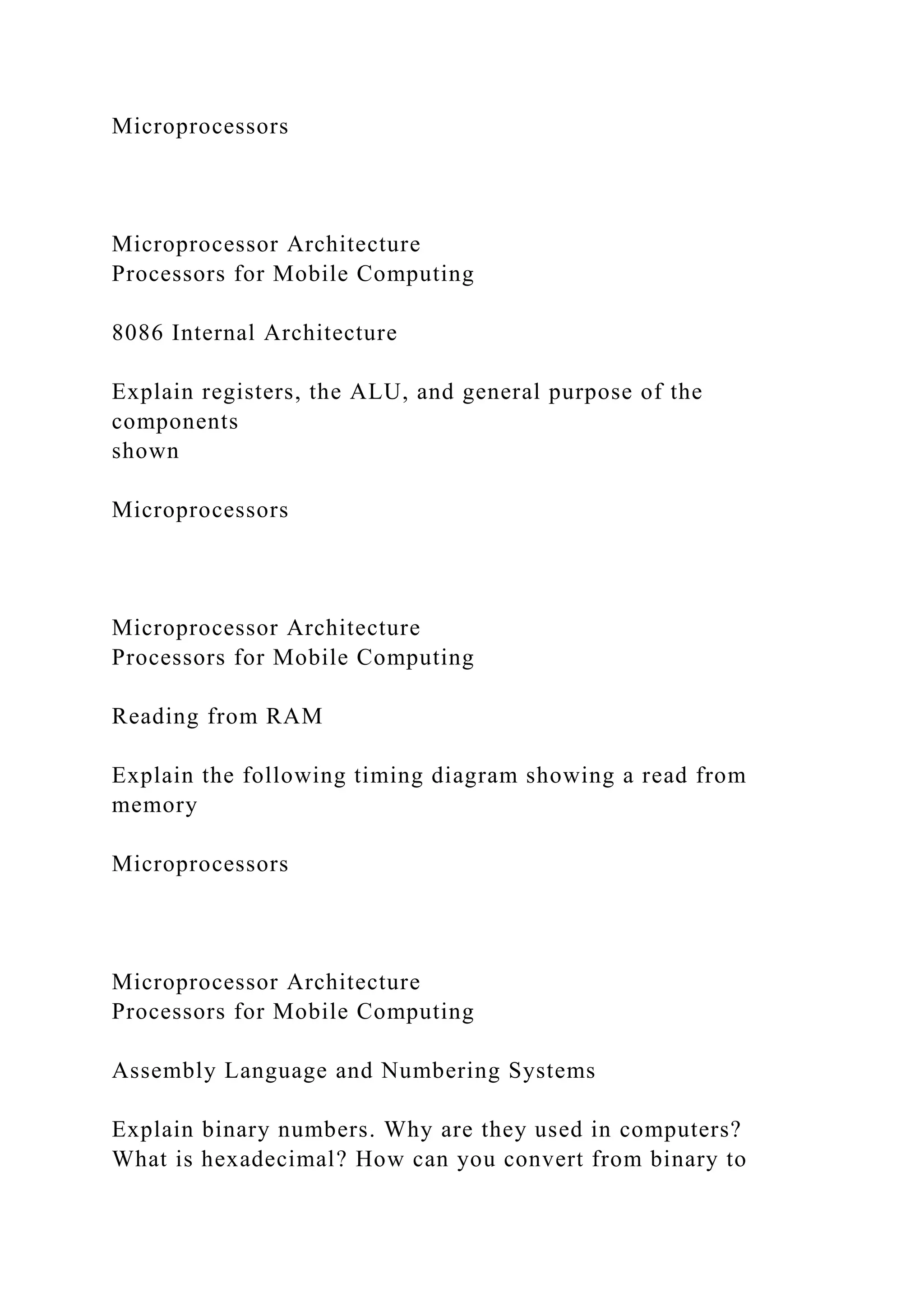 Microprocessor Architectureprocessors For Mobile Computingdocx