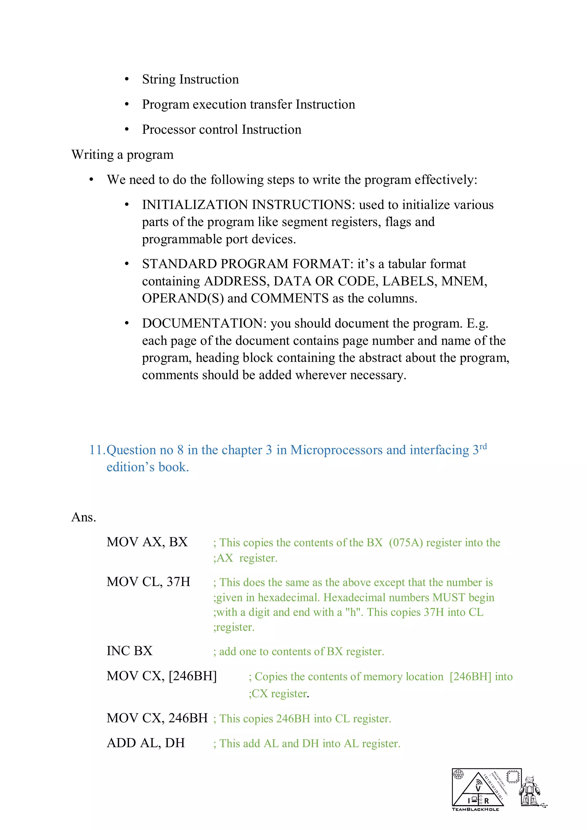 Microprocessor & Assembly language by team blackhole | PDF