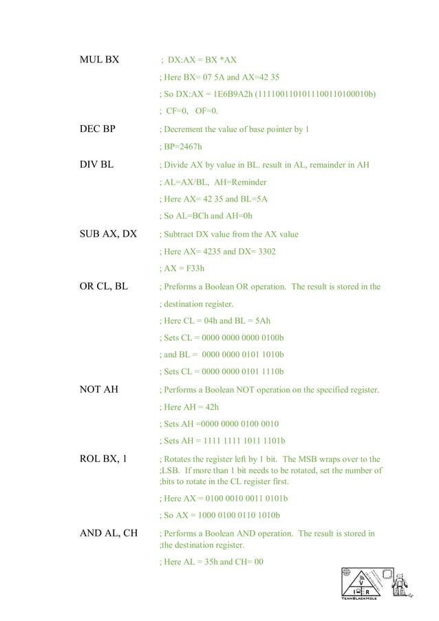 Microprocessor & Assembly language by team blackhole | PDF