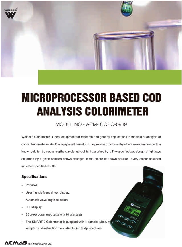 Microprocessor Based COD Analysis Colorimeter by ACMAS Technologies Pvt ...