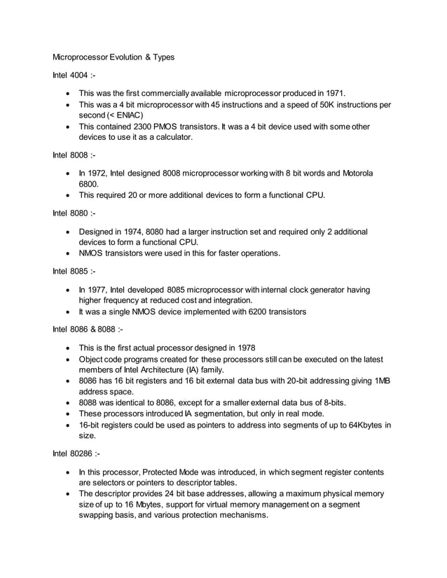 Microprocessor Evolution Pdf