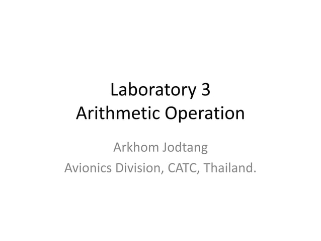 Microprocessor laboratory 03 Arithmetic Operation (Additional and Subtraction) | PPTX