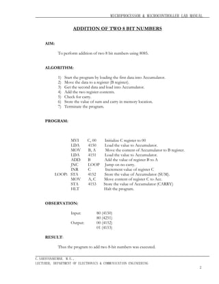 Microprocessor lab | PDF