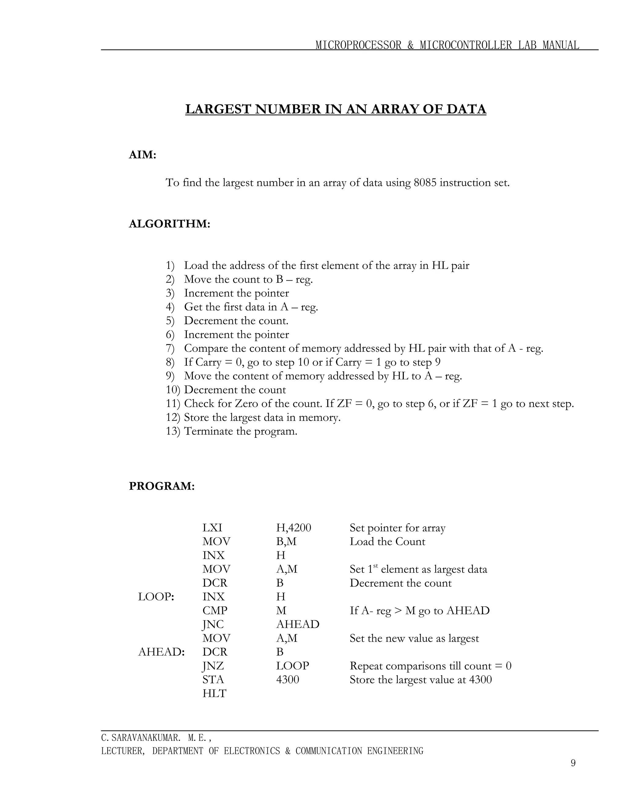 Microprocessor lab | PDF