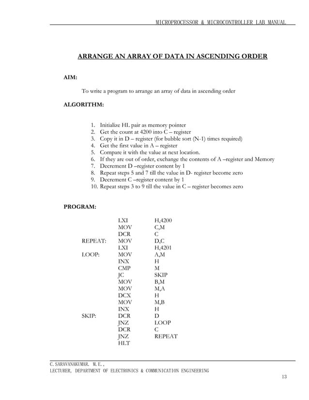 Microprocessor lab | PDF