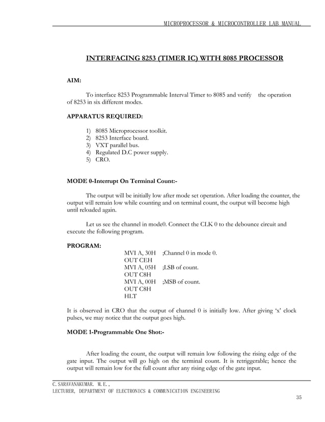 Microprocessor lab | PDF