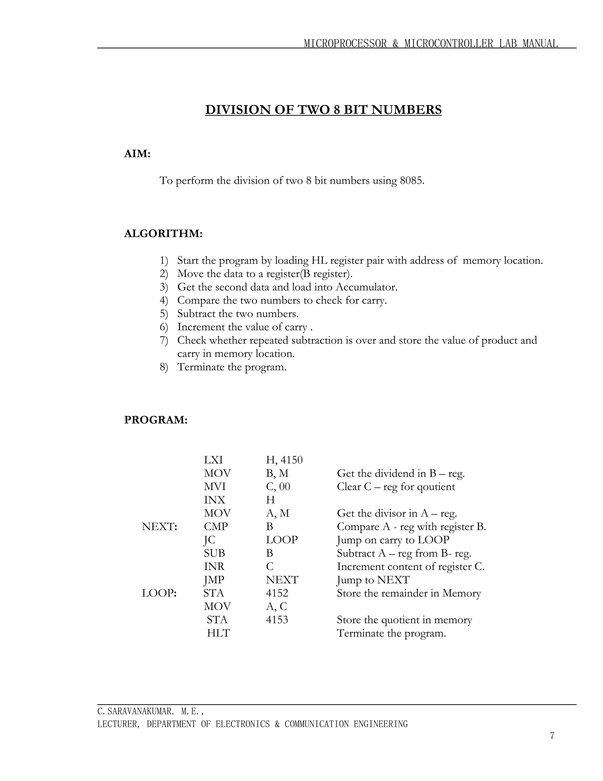 Microprocessor lab | PDF