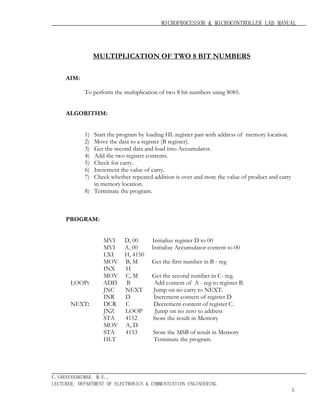 Microprocessor lab | PDF