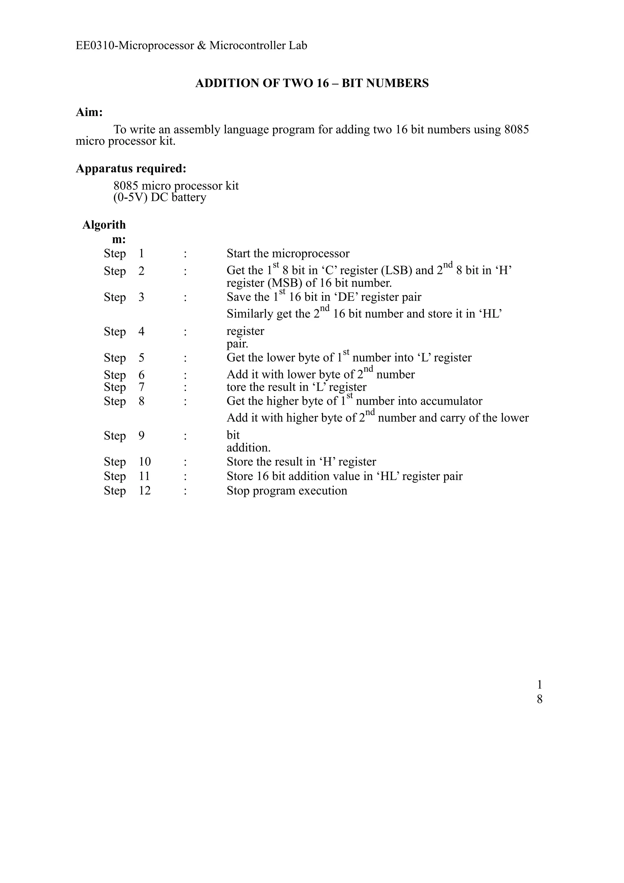 Microprocessorlabmanual ee0310 | RTF