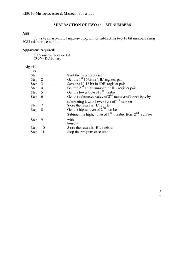 Microprocessorlabmanual ee0310 | RTF