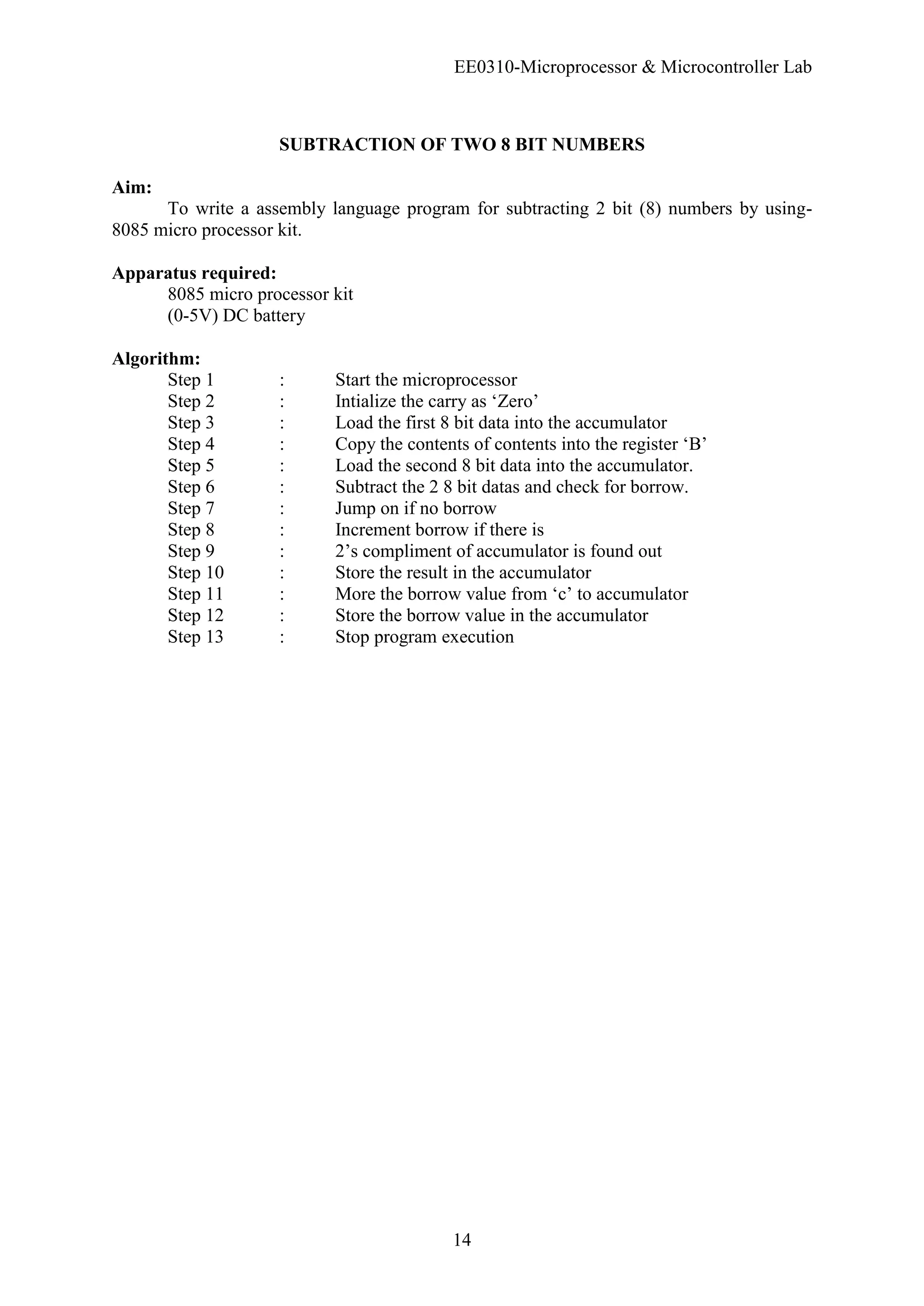 Microprocessorlabmanual ee0310 | PDF