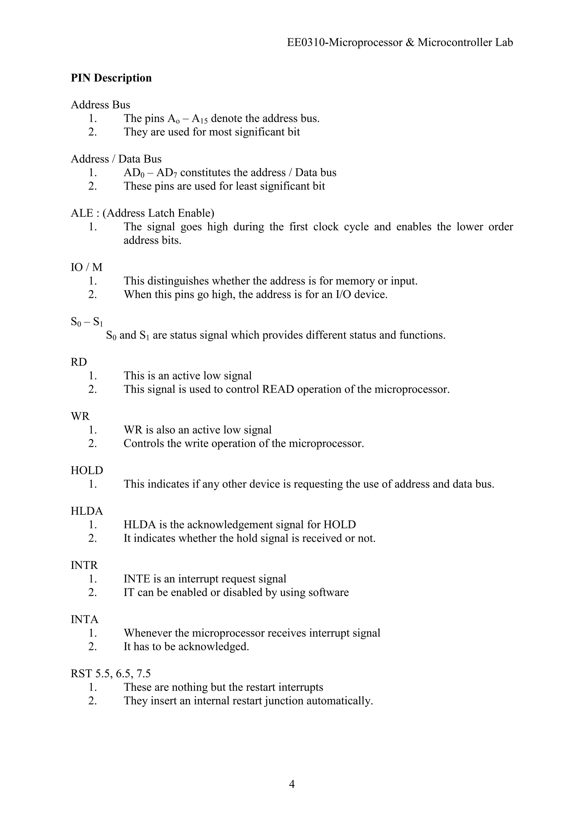 Microprocessorlabmanual ee0310 | PDF