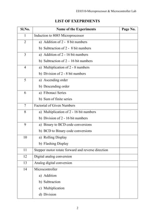 Microprocessorlabmanual ee0310 | PDF
