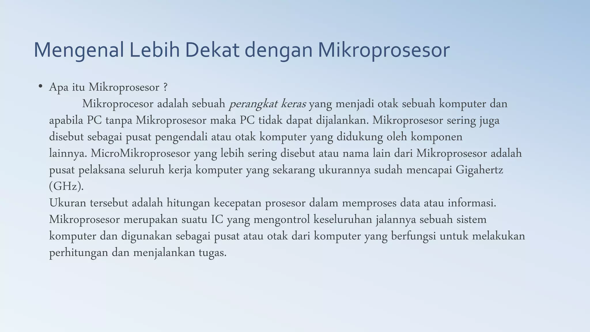 Mikroprosesor dan Mikrokontroler | PPTX