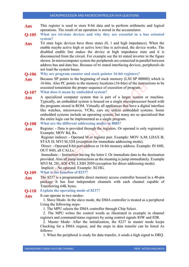 Microprocessor Microcontroller Interview And Viva Questionpdf Programming Languages Computing