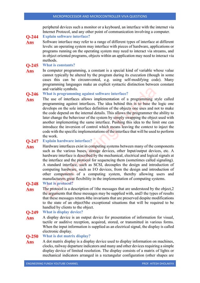 Microprocessor Microcontroller Interview And Viva Questionpdf Programming Languages Computing