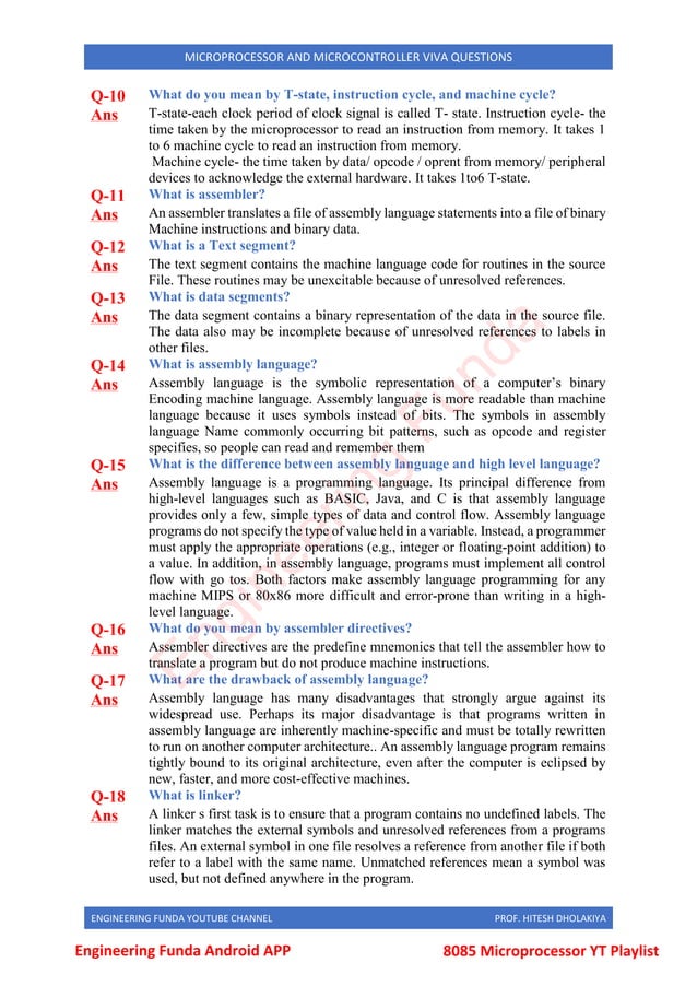 Microprocessor Microcontroller Interview & Viva Question.pdf | Programming Languages | Computing